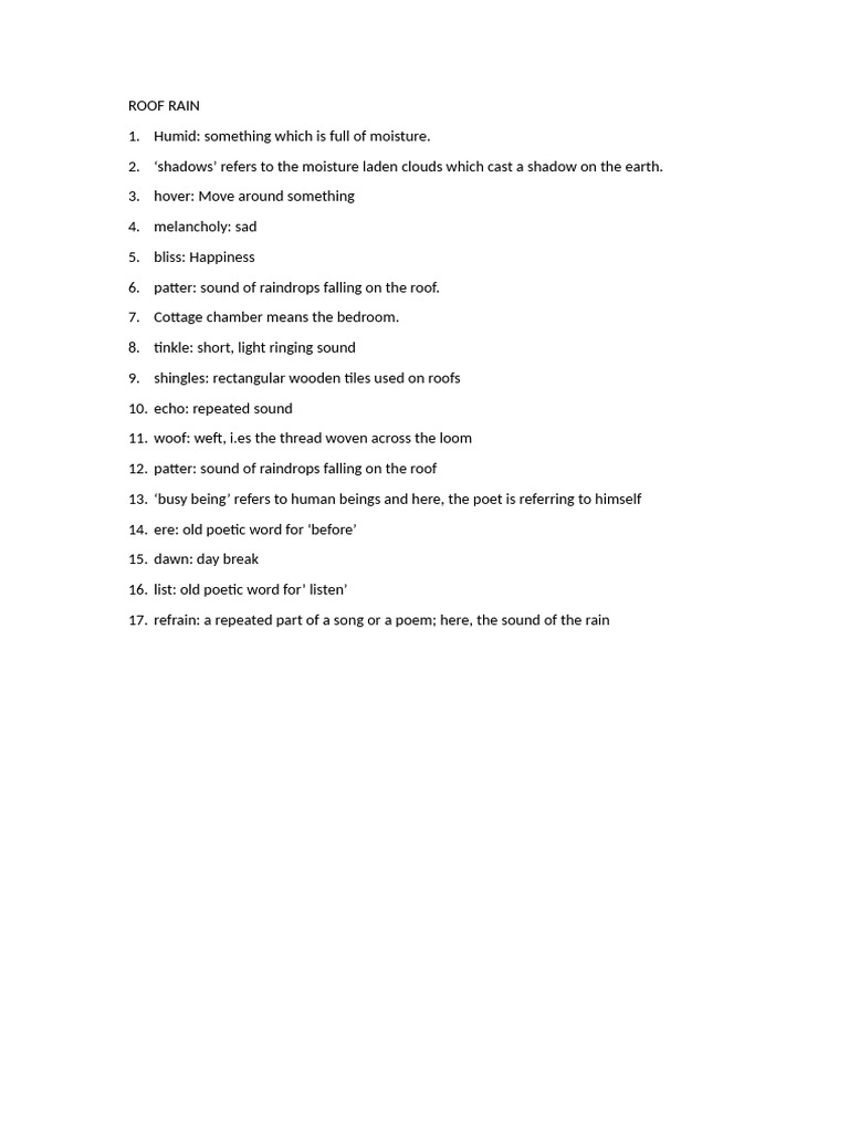 Understanding Rain Imagery in Poetry | PDF