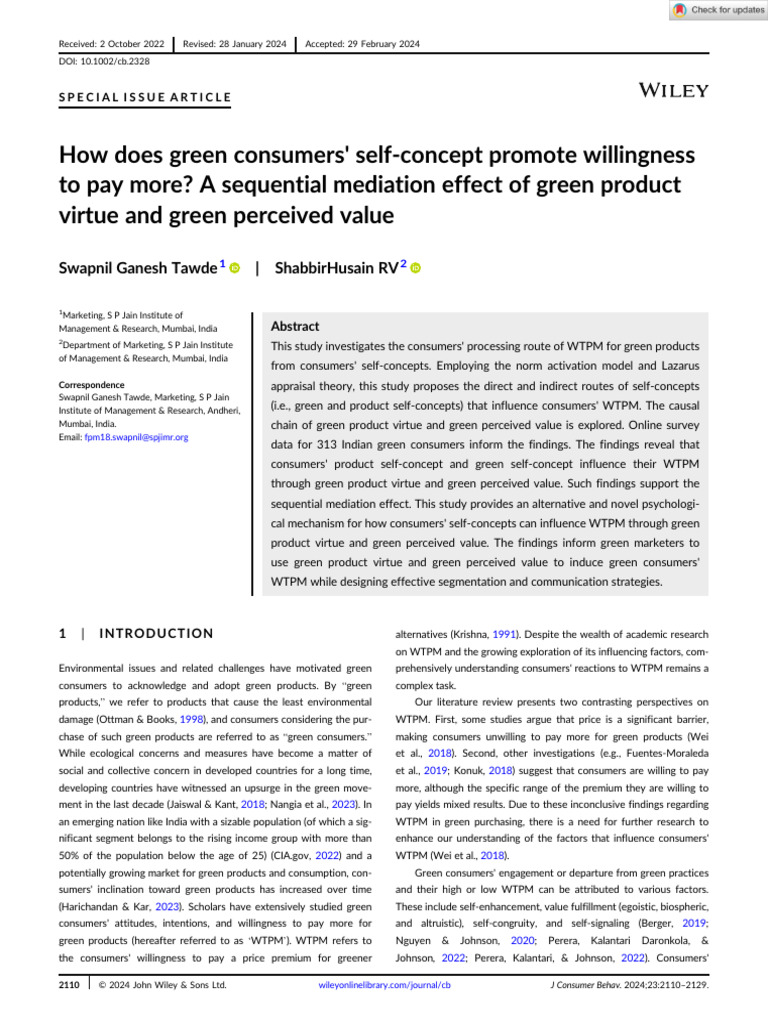How Does Green Consumers Selfconcept Promote Willingness To Pay More A ...