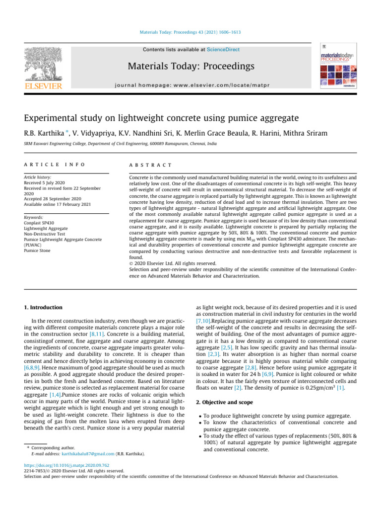 Experimental Study On Lightweight Concrete Using Pumice Aggregate | PDF ...