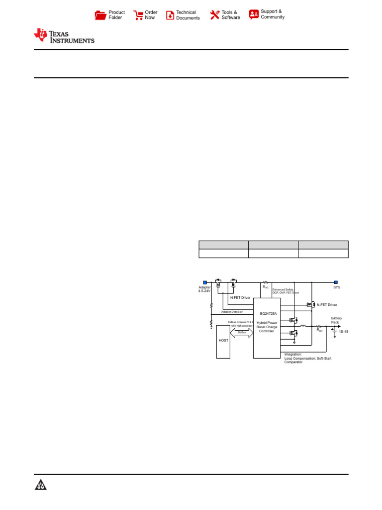 Bq24725A Smbus 1-To 4-Cell Li+ Buck Battery Charge Controller With N ...