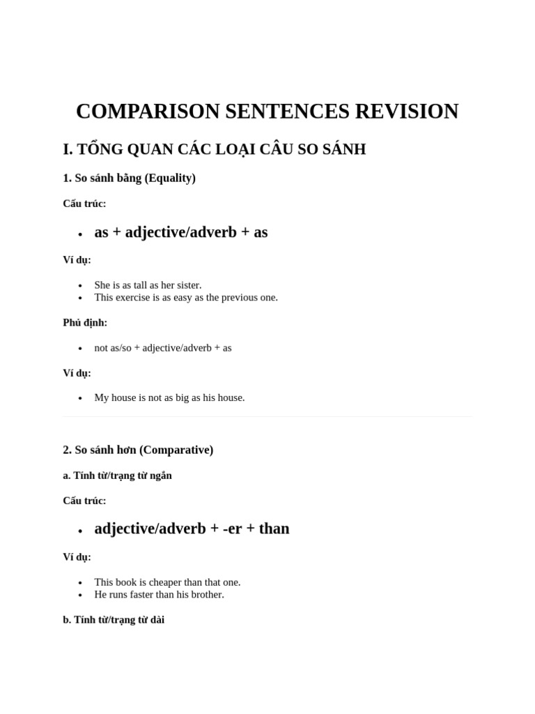 Types of Comparison Sentences Explained | PDF