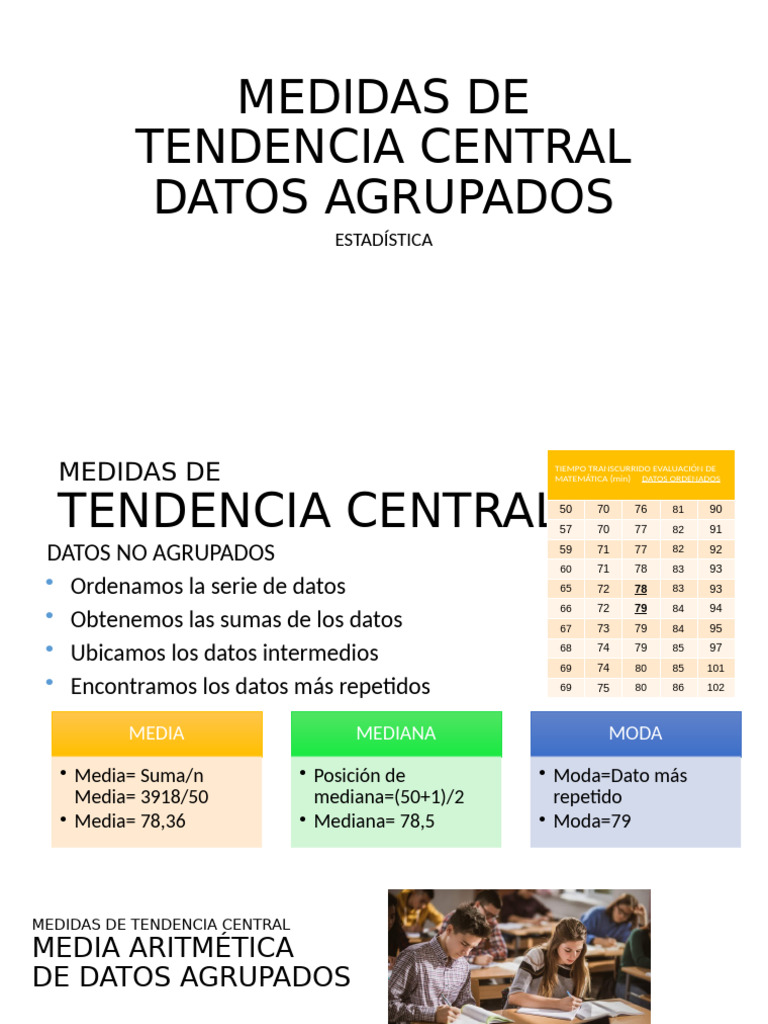 E10 Medidas Tendencia Central de Datos Agrupados | PDF | Mediana ...