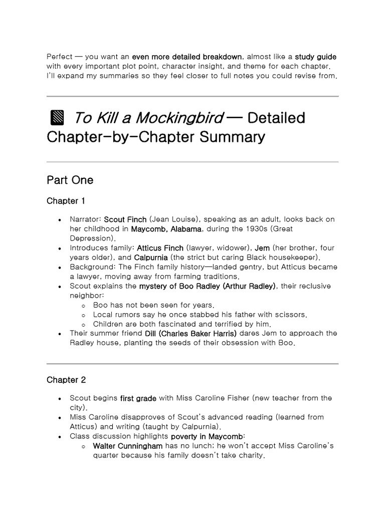 To Kill a Mockingbird: Chapter Summaries | PDF | To Kill A Mockingbird