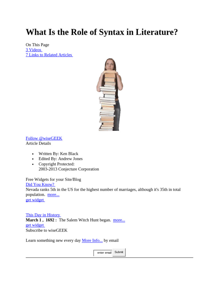 What Is The Role of Syntax in Literature | PDF | Semantics | Syntax