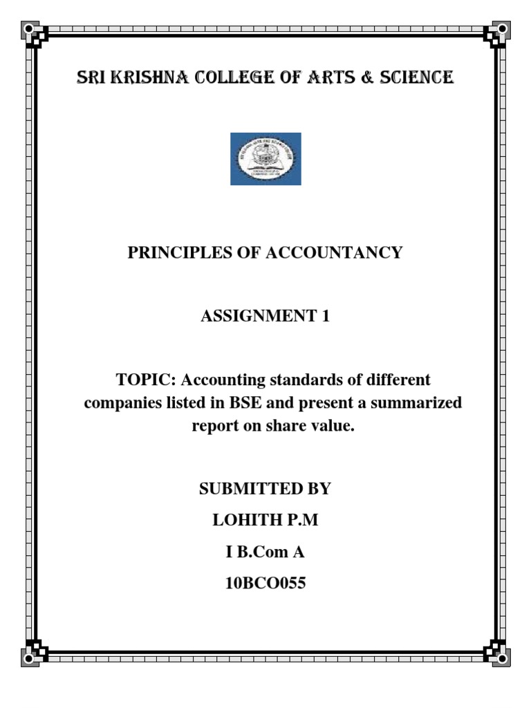 Accounts Assignment 1 | PDF