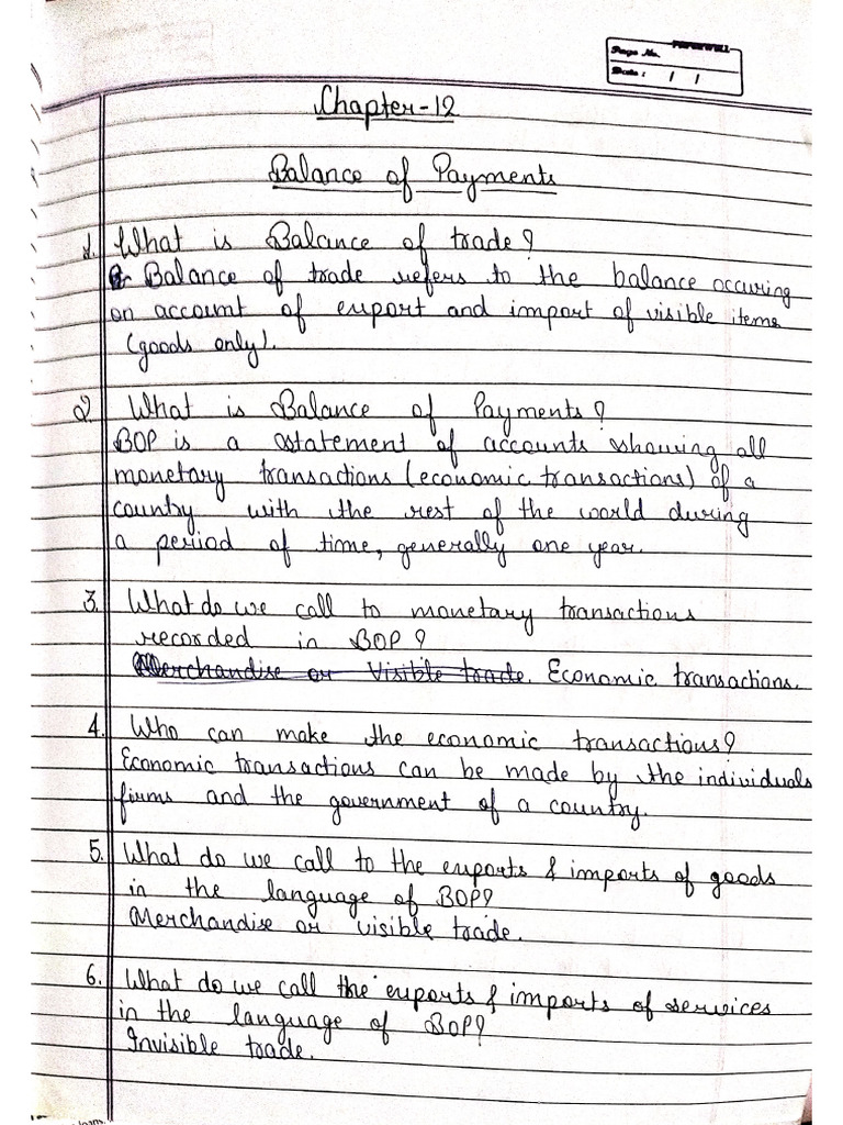 Chapter 12 Balance of Payment Macroeconomics Class 12th Commerce | PDF