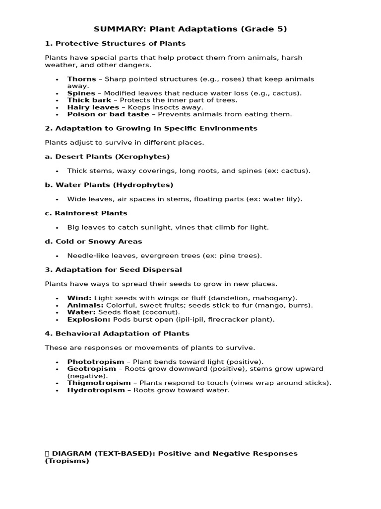 Plant Adaptations for Grade 5 Students | PDF | Trees | Plants
