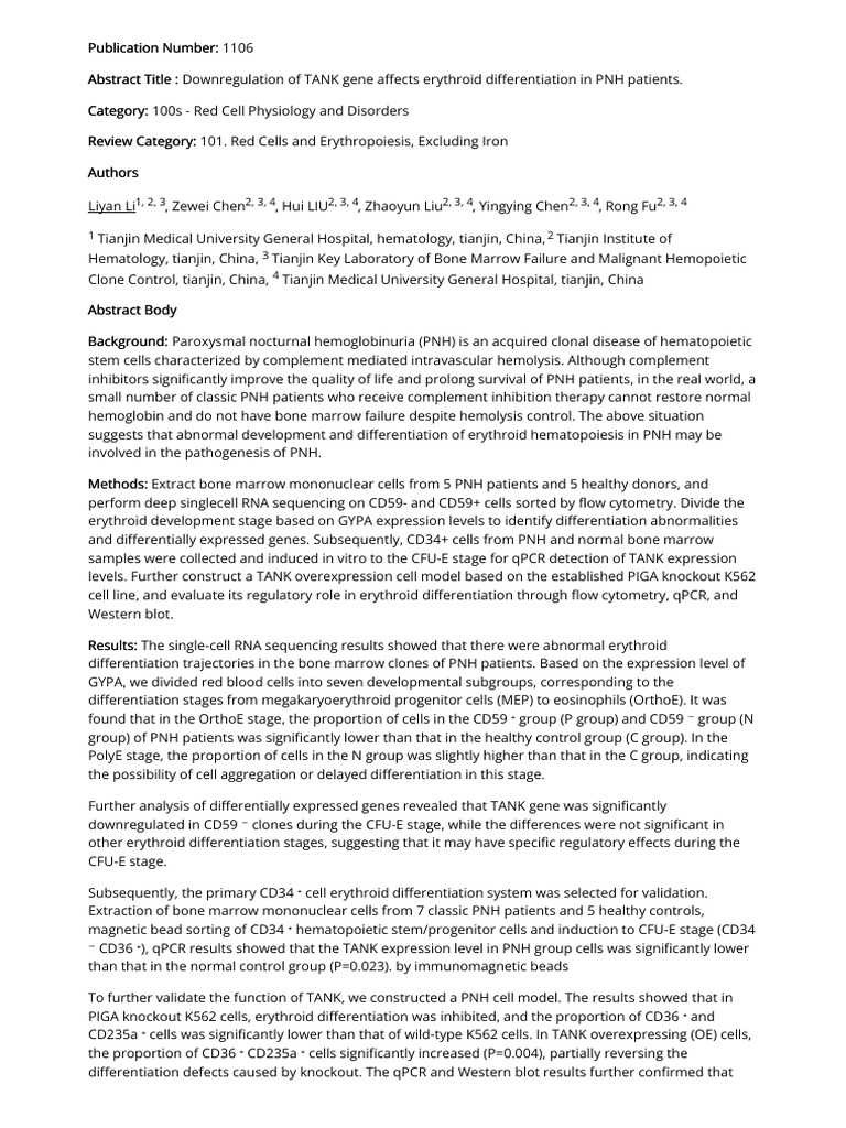 101_1106_Downregulation of TANK Gene Affects Erythroid Differentiation ...