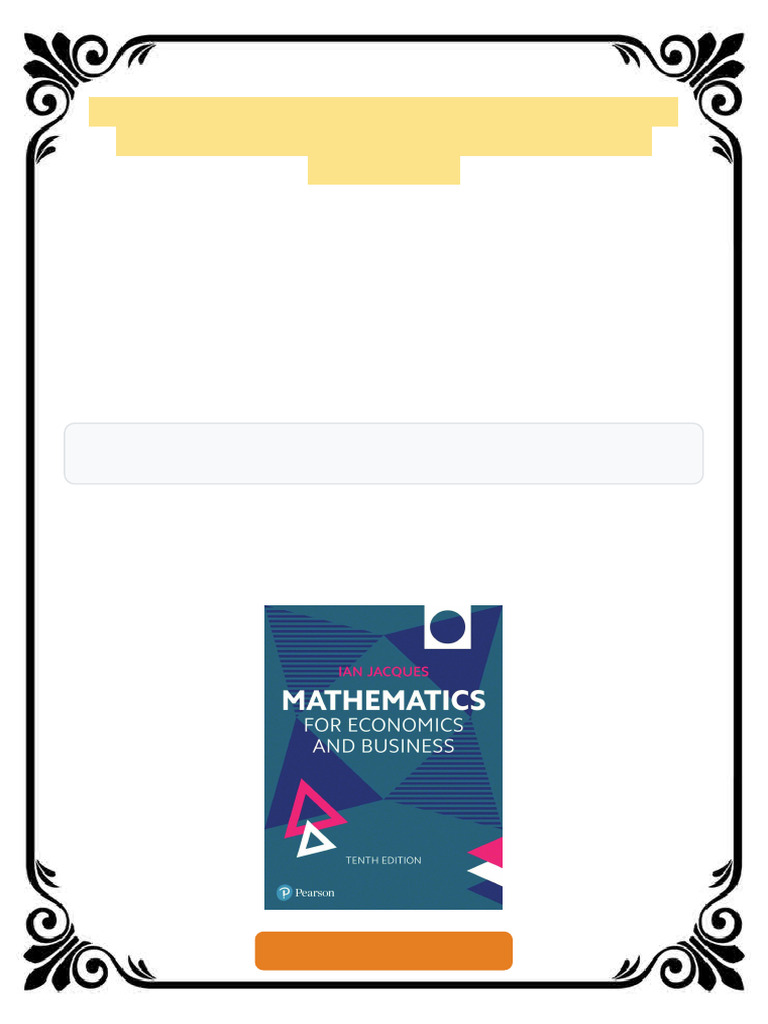 Mathematics for Economics and Business, 10th Edition Ian Jacques eBook ...