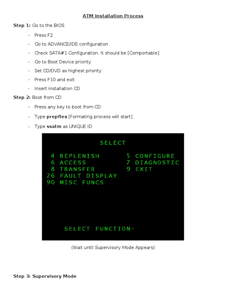 ATM Installation Process Step 1: Go To The BIOS | PDF | Booting ...