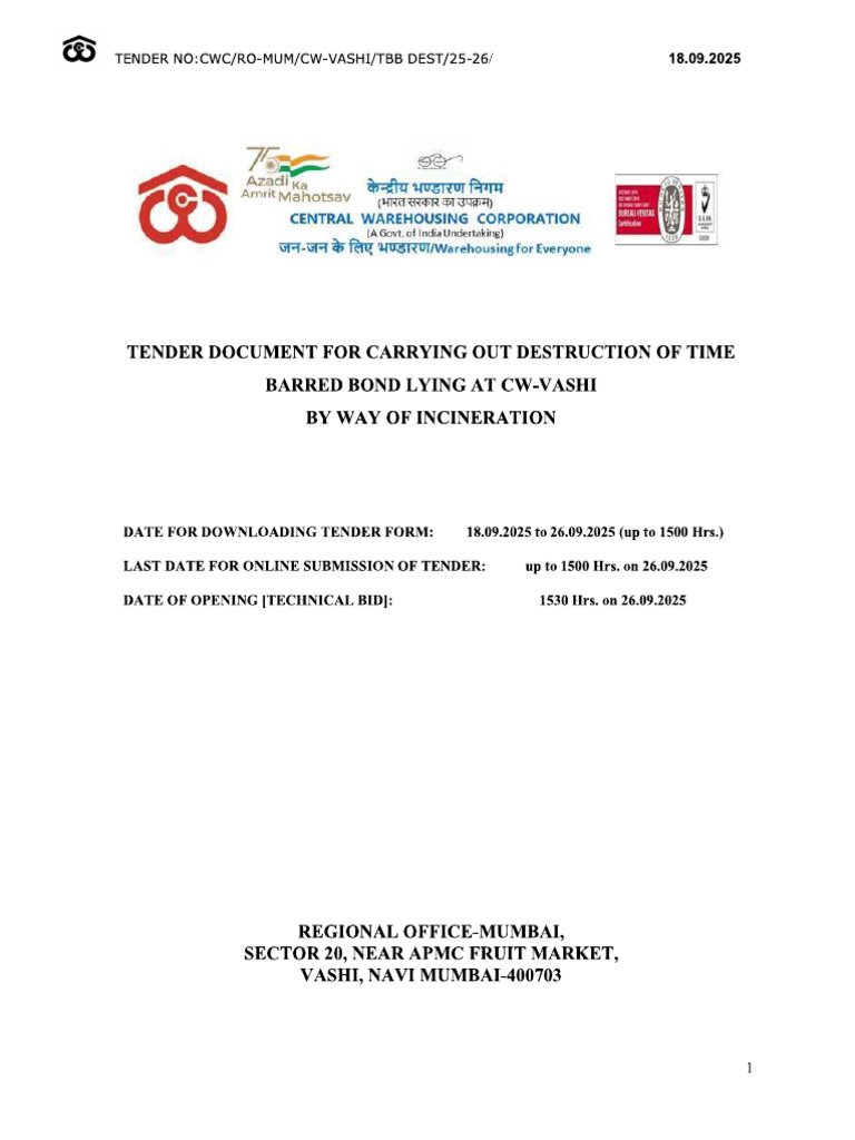 Tender Document | PDF