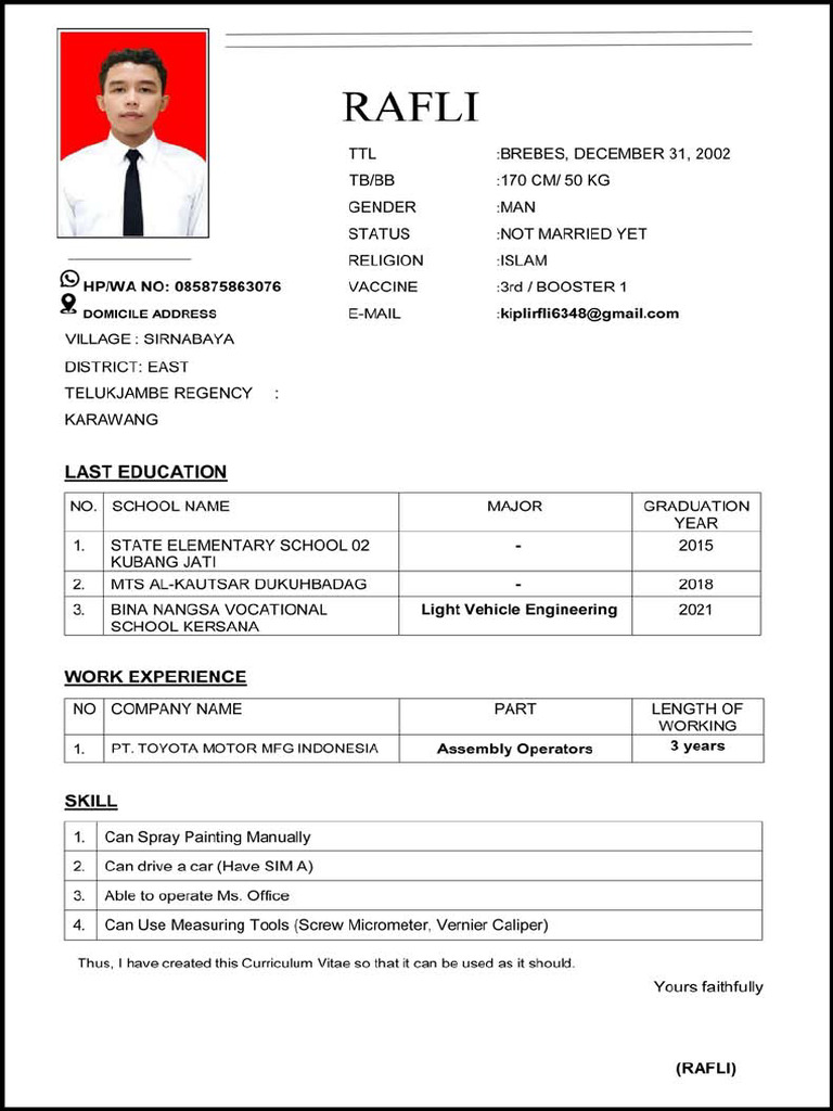 Cv. Rafli | PDF