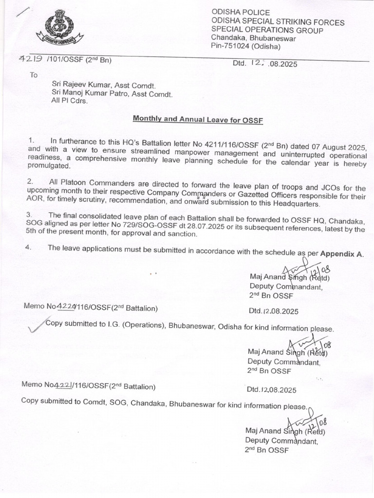 Leave Plan Ossf | PDF