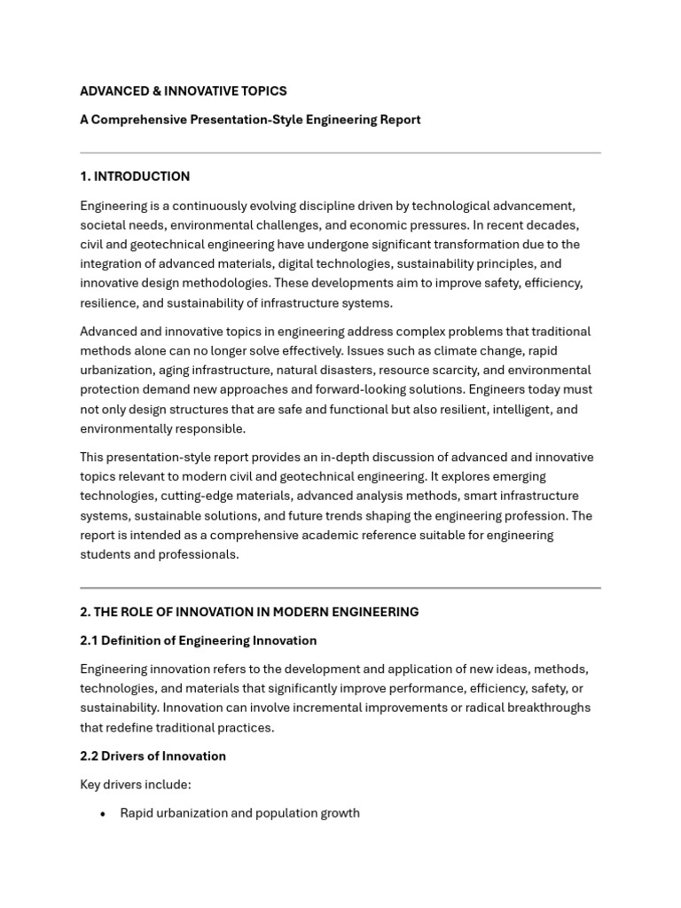 Innovative Engineering Solutions Report | PDF | Engineering ...