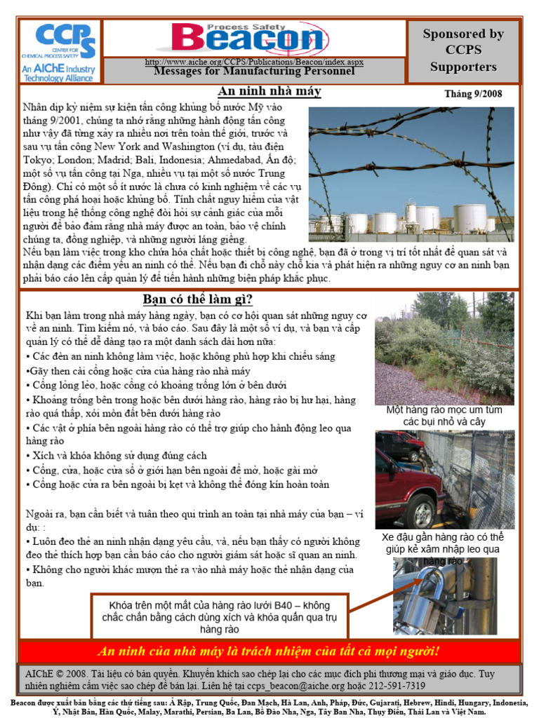 2008 09 Beacon Vietnamese S An Ninh Nhà Máy | PDF