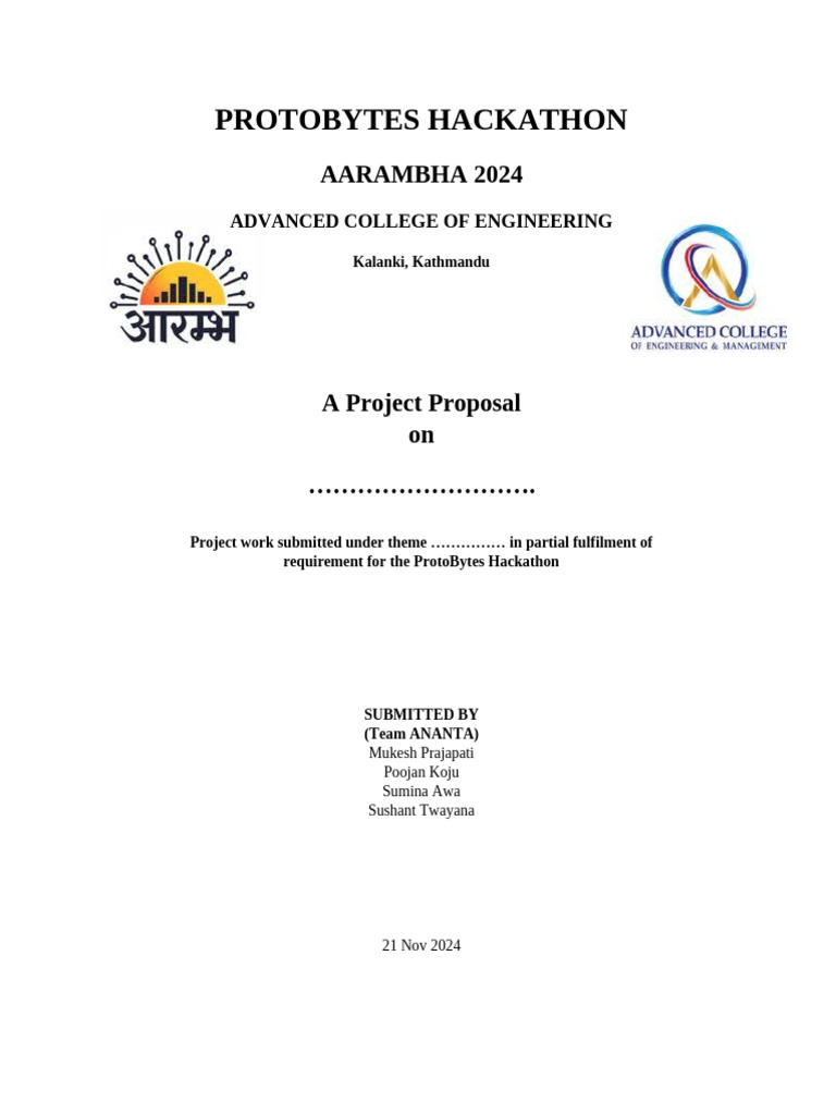 Hackathon Proposal Format | PDF | Methodology