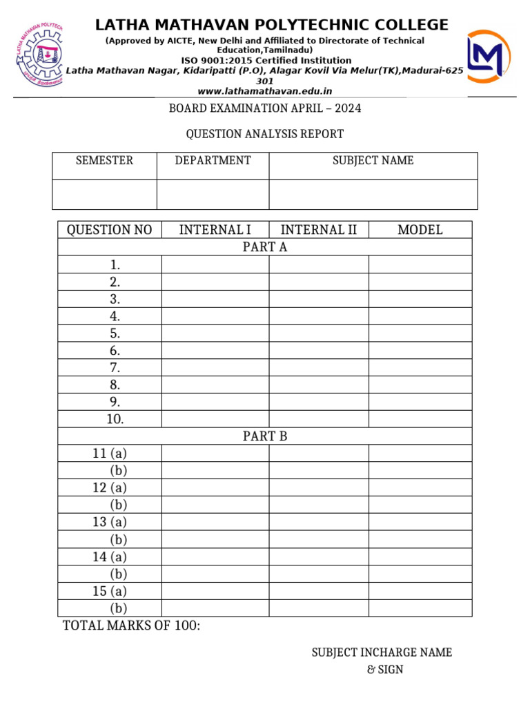 Question Analysis Report | PDF