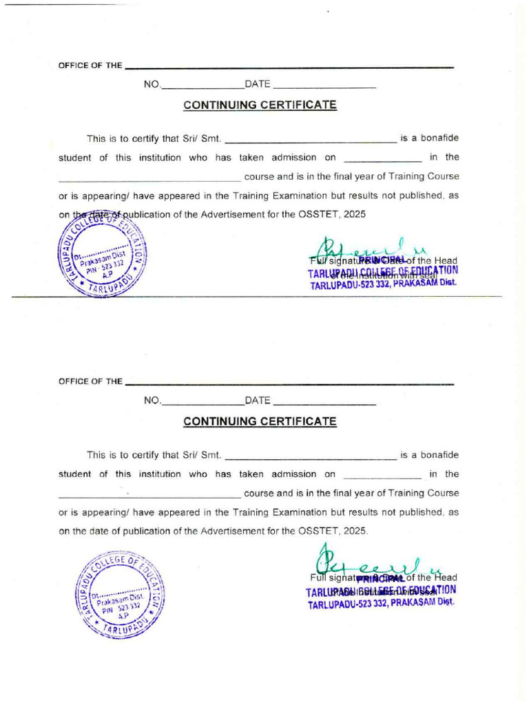 Continue Certificate | PDF