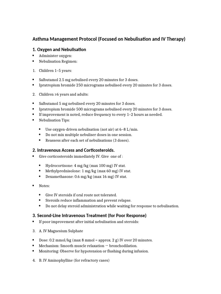 Severe Asthma Protocol With Adrenaline | PDF | Corticosteroid ...