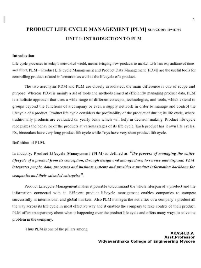 PLM Unit 1 | PDF