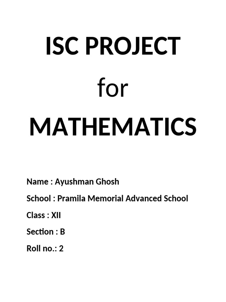 Isc Project Mathematics | PDF