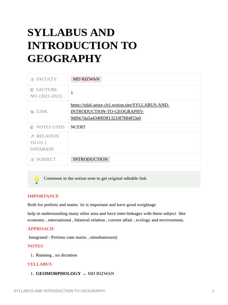 Geography Syllabus Overview 2021-2022 | PDF | Geography | Natural ...