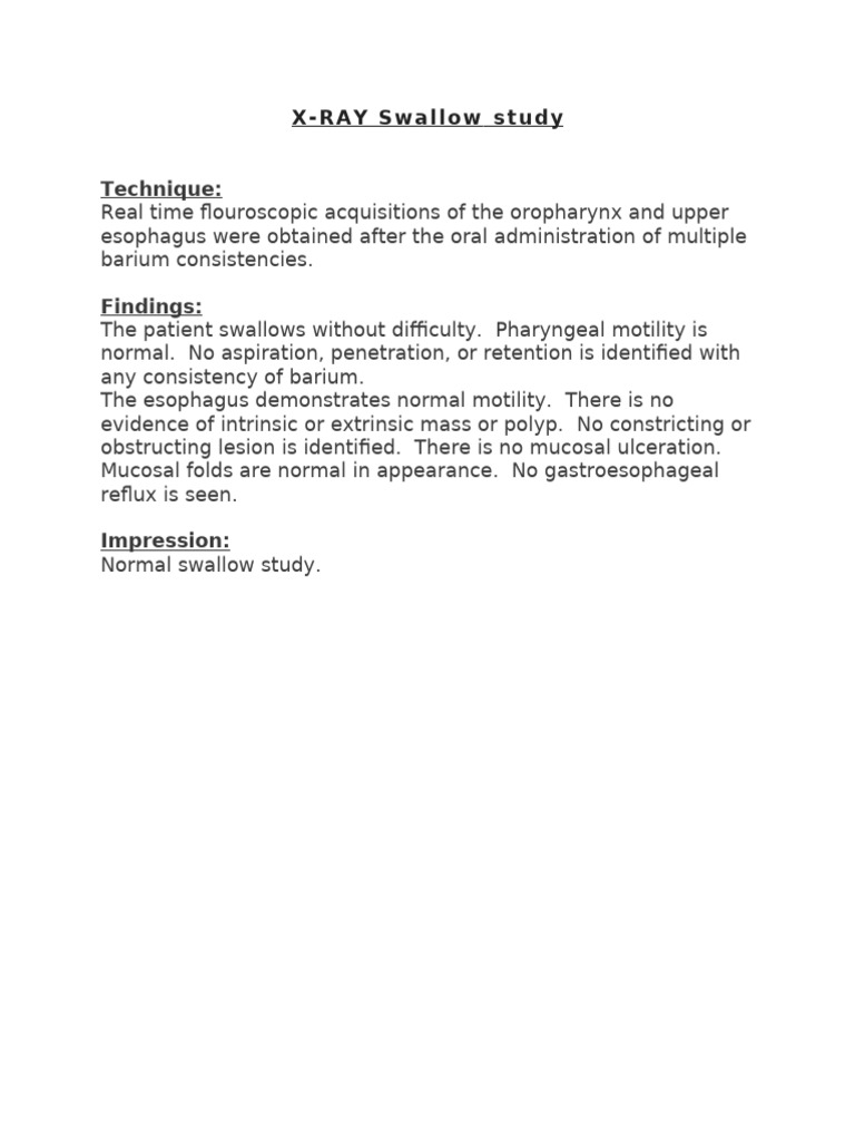 X-RAY Swallow Template | PDF