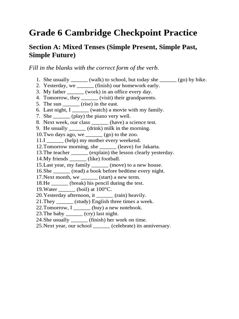 Grade 6 Cambridge Checkpoint Practice | PDF