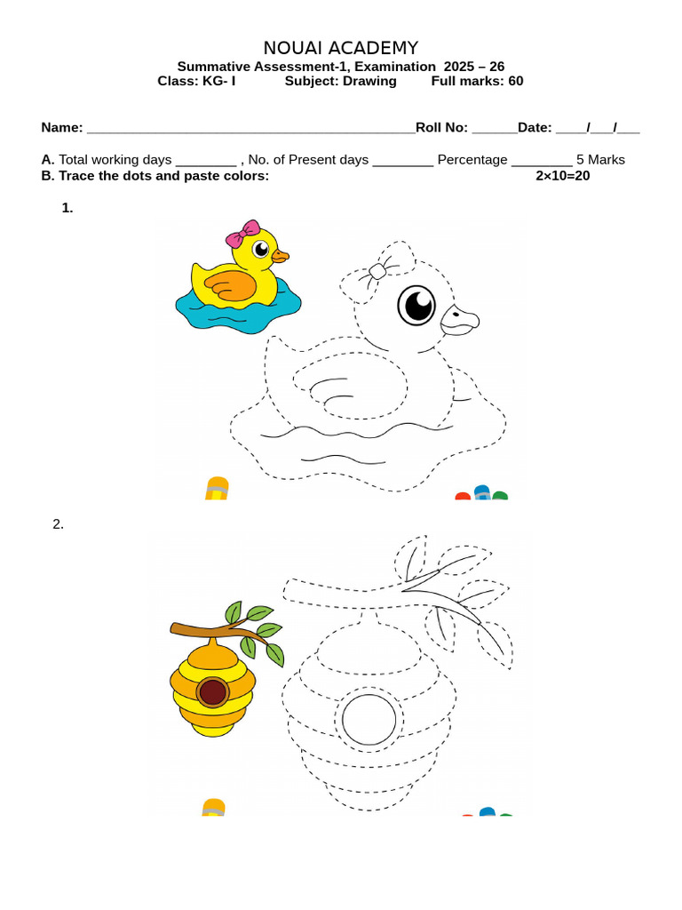 KG-1 Drawing Question Paper SA-1 25-26 | PDF
