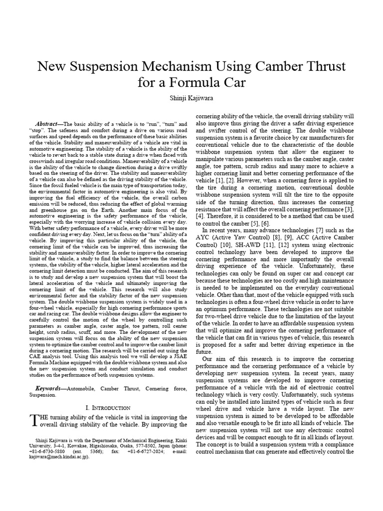 New Camber Thrust Suspension System | PDF | Transportation Engineering ...