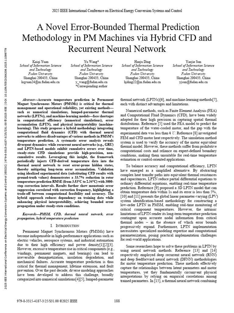 Hybrid CFD and Neural Network for PMSM Temperature Prediction | PDF ...