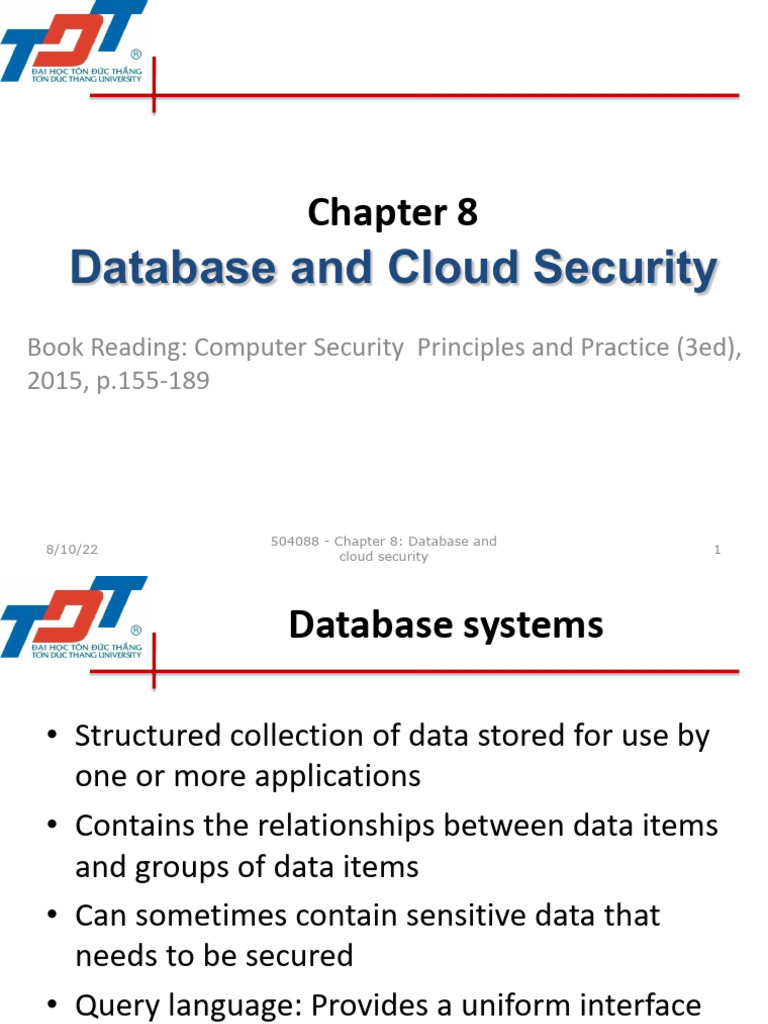Introduction To Computer Security - Chapter 8 Database and Cloud ...