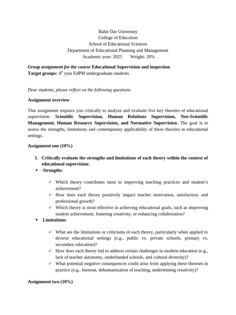 Assignments EdPM 2025 | PDF