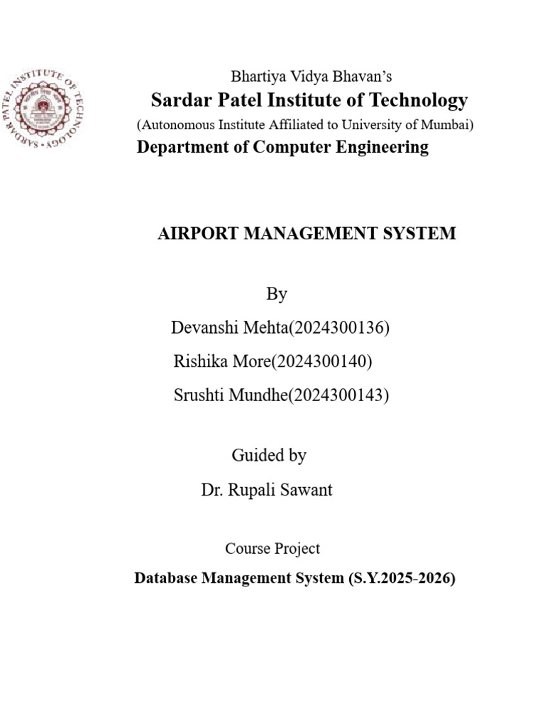Airport Management System B4 136 140 143 Report | PDF | Databases | Sql