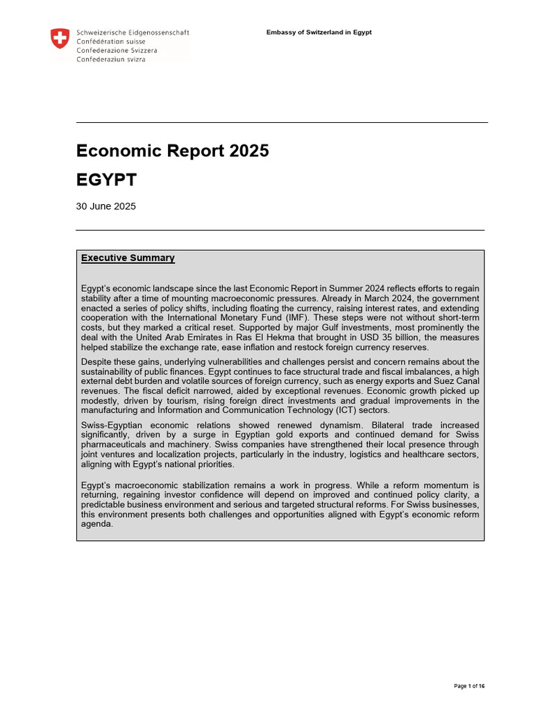 Egypt Economic Report 2025 Insights | PDF | Egypt | Monetary Policy