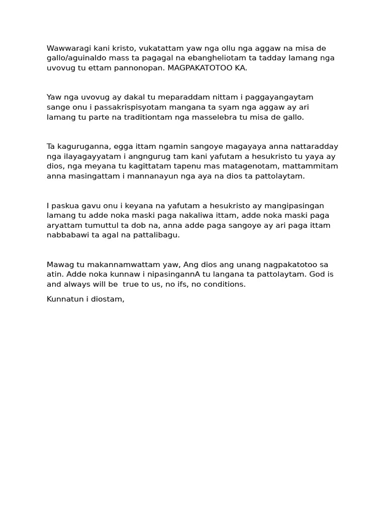First Day Aguinaldo Mass 2025 - Magpakatotoo Ka | PDF