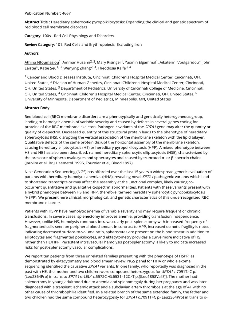101 - 4667 - Hereditary Spherocytic Pyropoikilocytosis - Expanding The ...