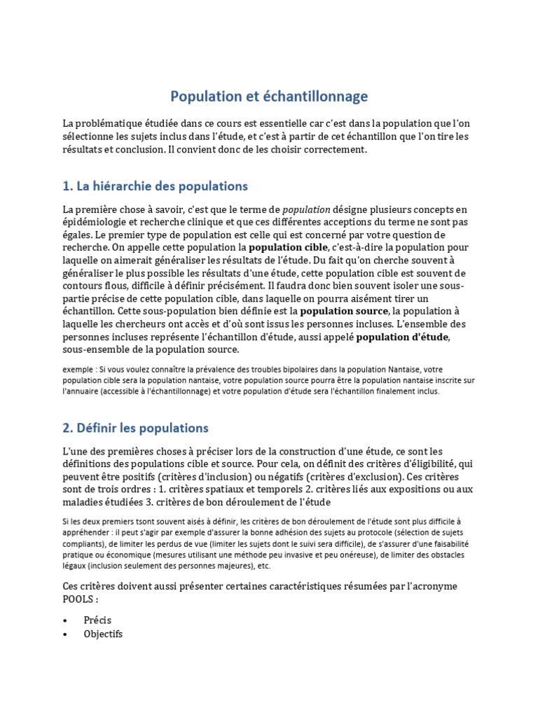 Population et échantillonnage en recherche | PDF | Échantillonnage ...