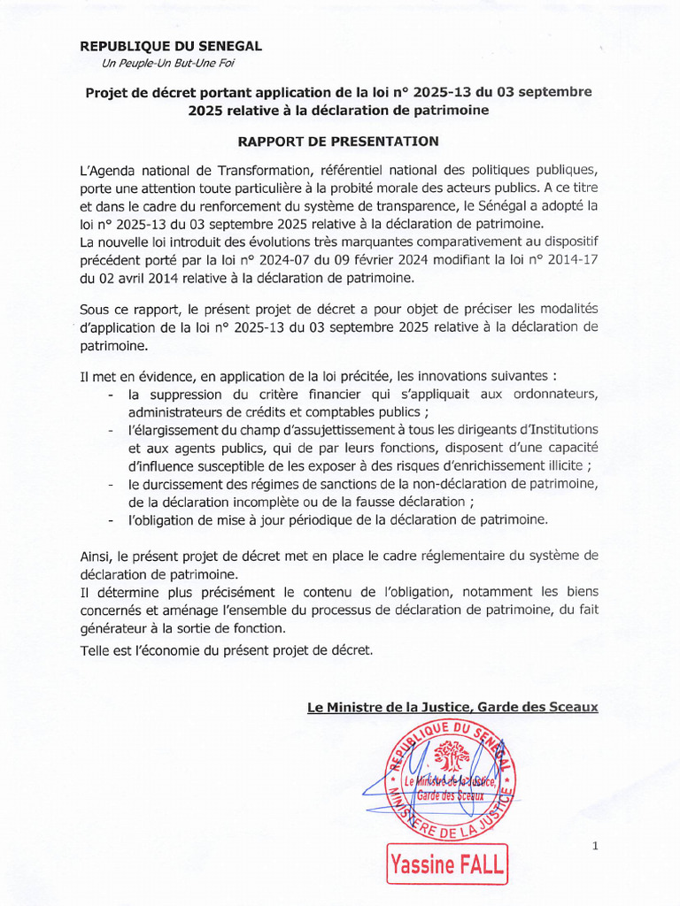 Décret N° 2025-1835 Portant Application de La Loi N° 2025-13 Du 03 ...