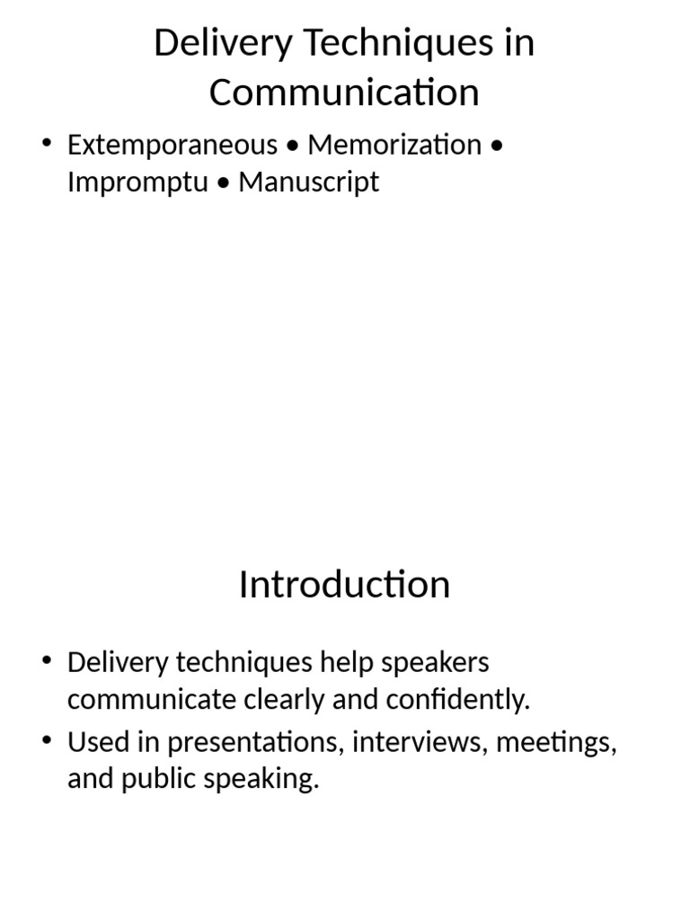 Delivery Techniques Presentation | PDF