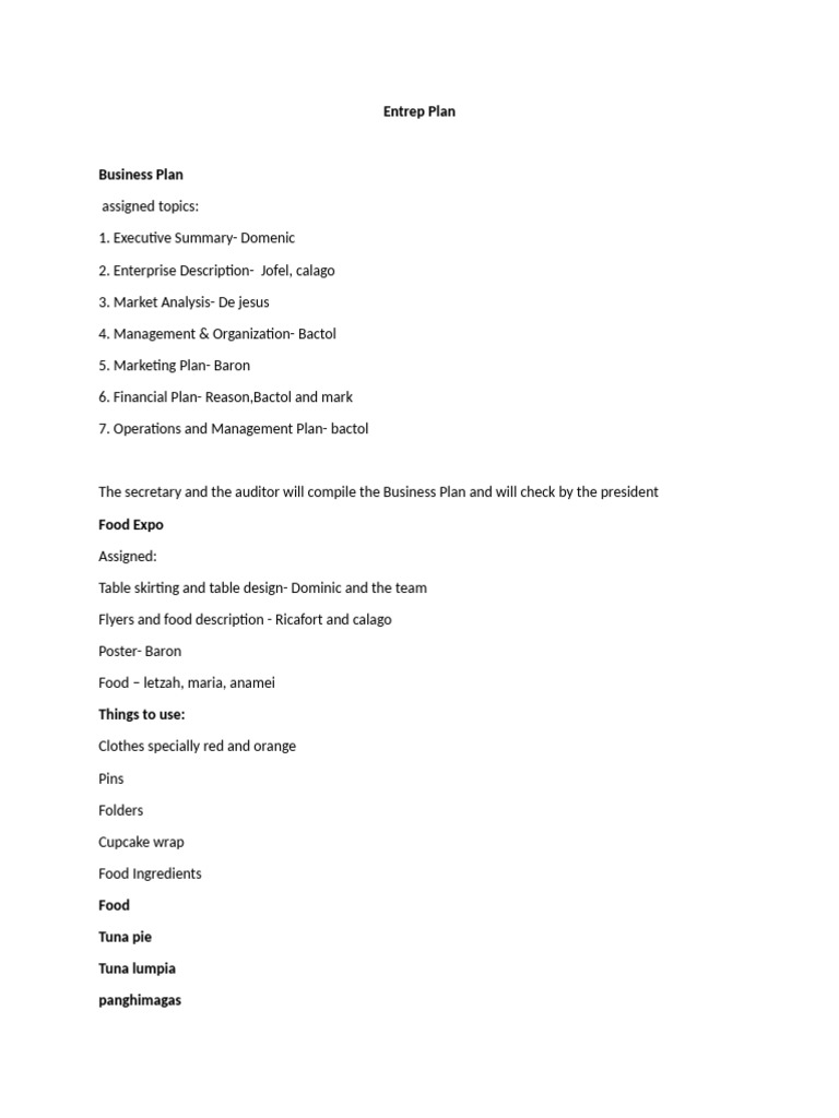 Entrep Plan | PDF
