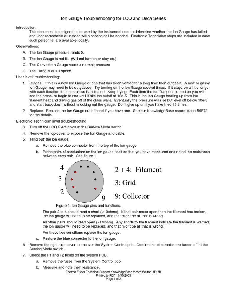 LCQ & Deca Ion Gauge Troubleshooting | PDF | Pressure Measurement ...