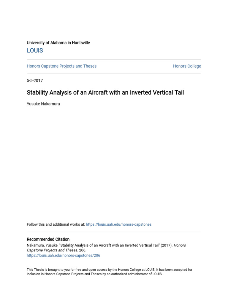 Stability Analysis of An Aircraft With An Inverted Vertical Tail | PDF ...