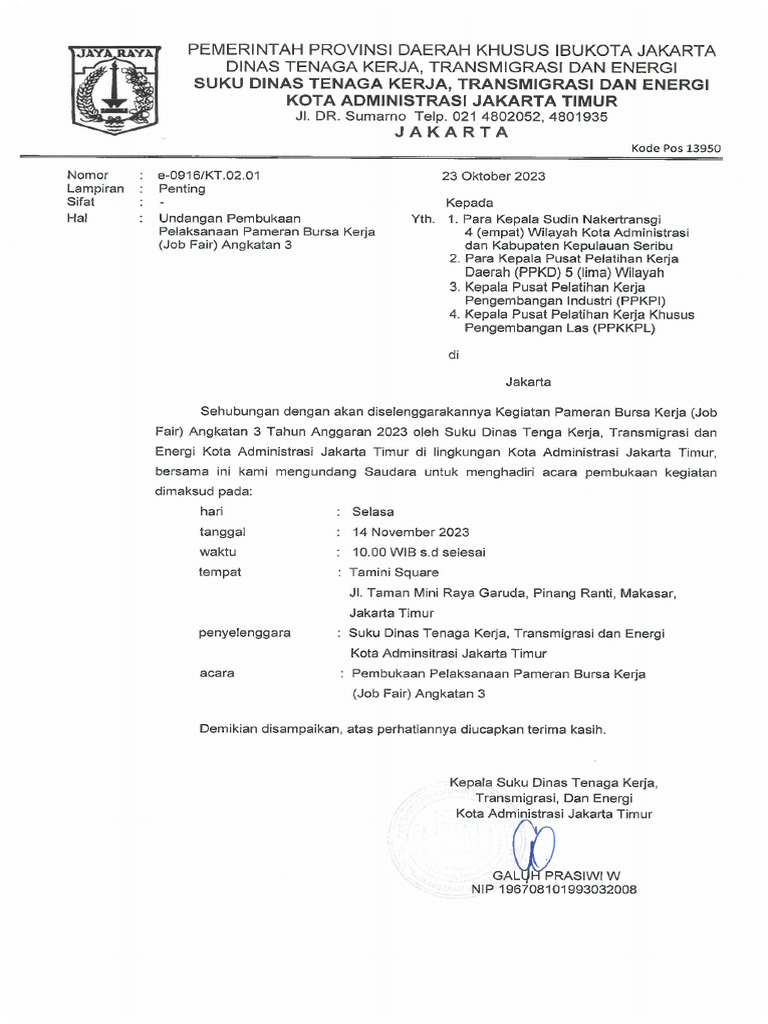 Undangan Kasudin, PPKD, Ppkpi, PPKKPL | PDF