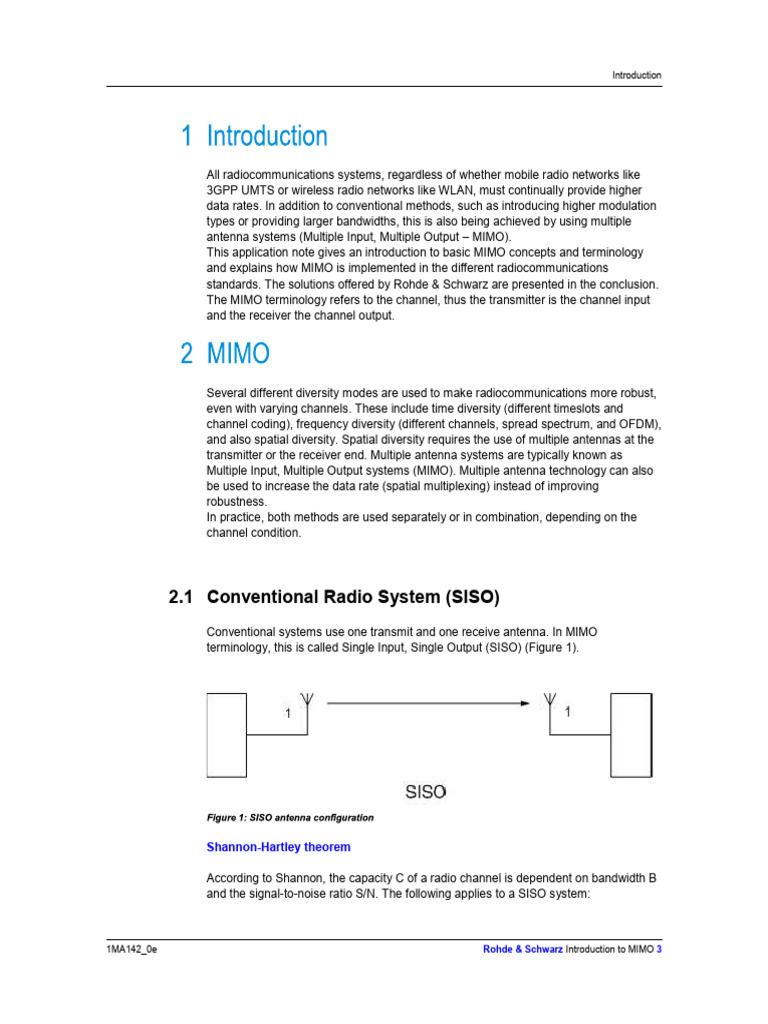 Introduction To MIMO Communication | PDF | Mimo | Radio
