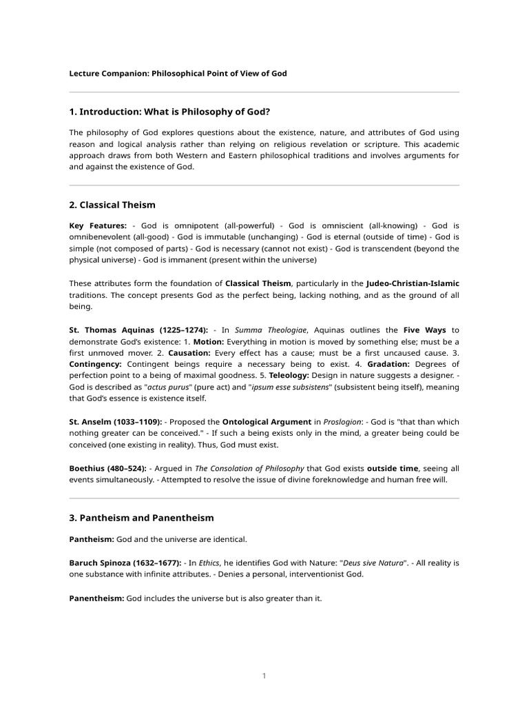 Philosophy of God: Key Concepts Explained | PDF | God | Existence Of God