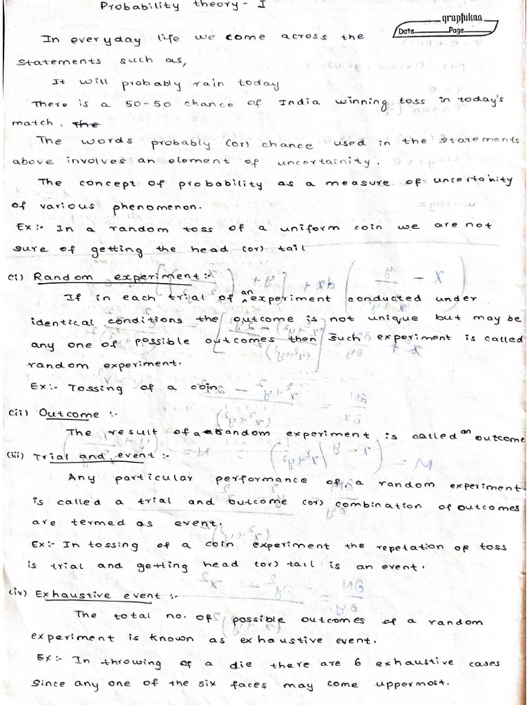 Module - 1 - Probability and Distribution Notes | PDF