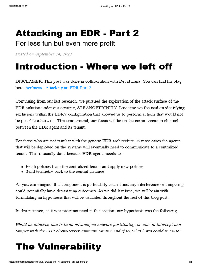 Attacking an EDR - Part 2 | PDF | Proxy Server | Transport Layer Security