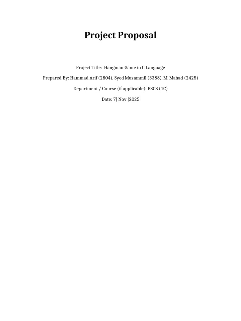 Project Proposal Template With Title Page | PDF | Computer Programming ...