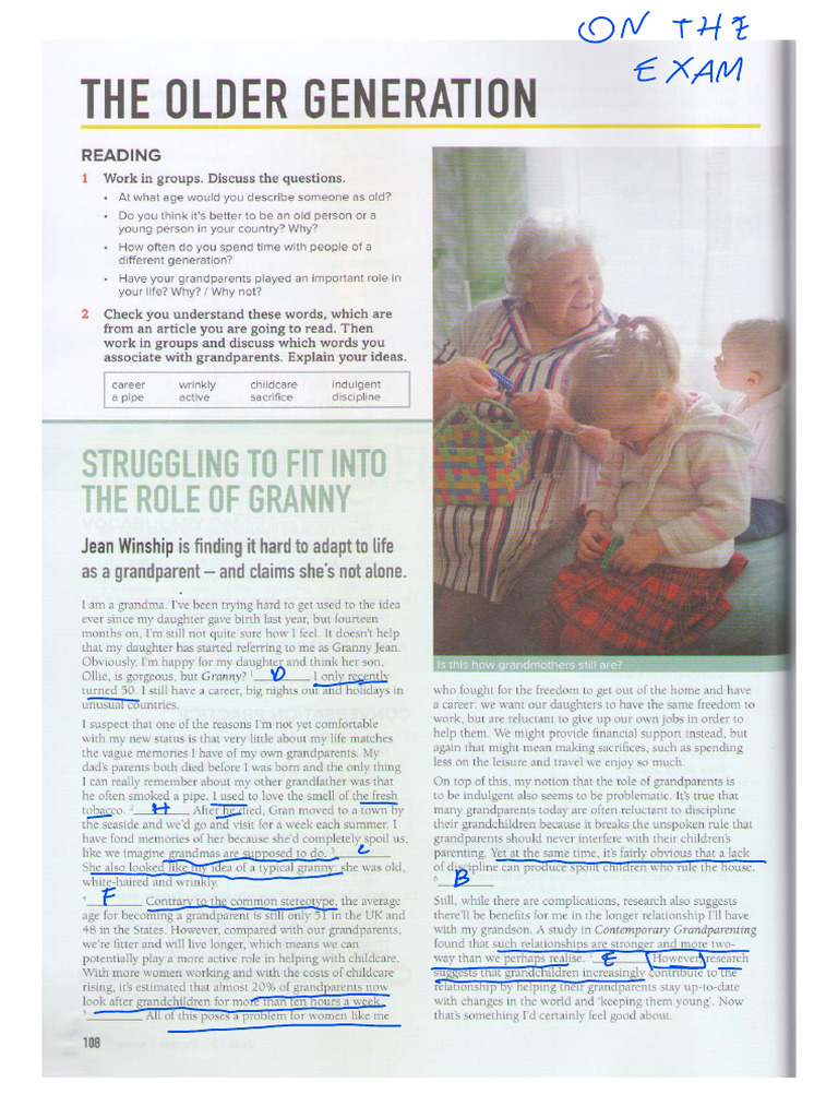 Outcomes 108-109 Reading The Role of Granny | PDF